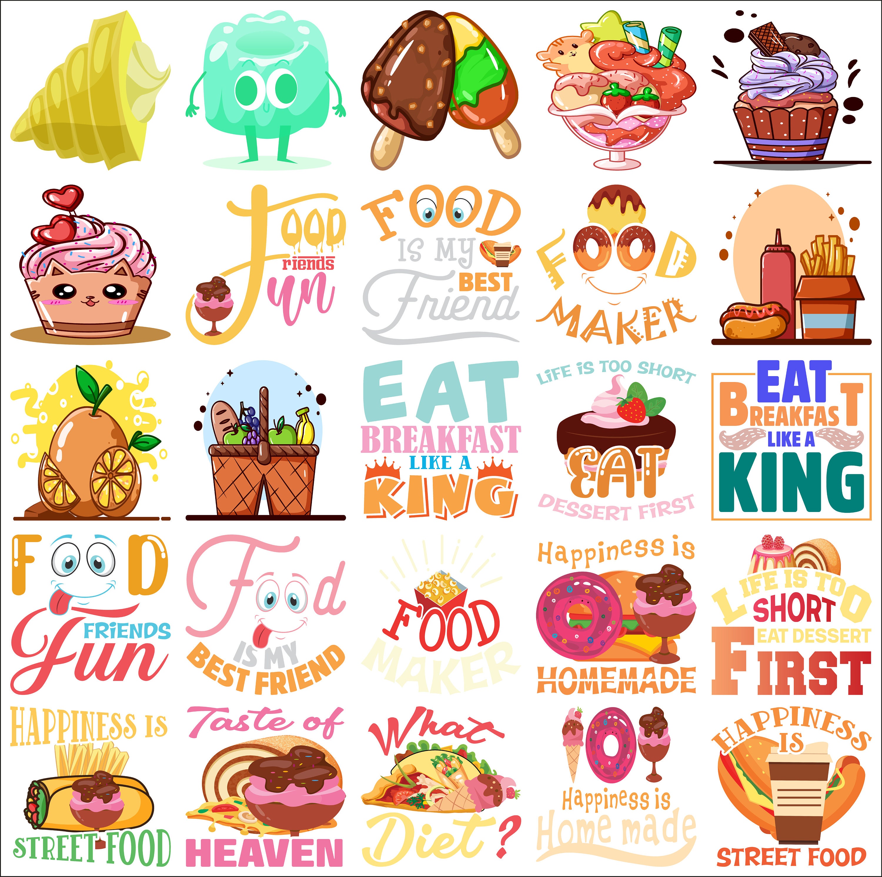 Food Bundle, Svg, Png, Jpg, Pdf, Dxf, Eps, Ai Formats, Food Designs ...
