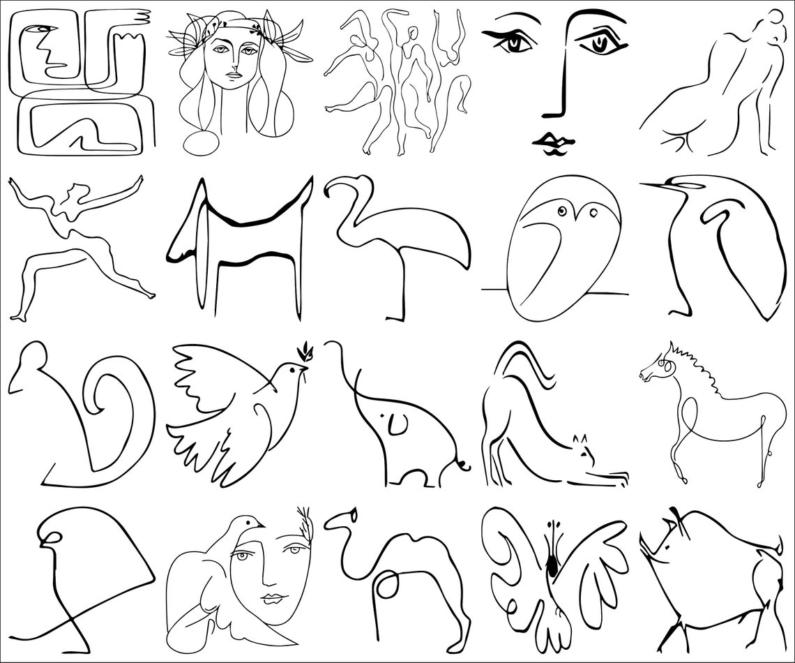 Picasso Line Art Bundle, 140 Files, Picasso Line Art Drawings ...