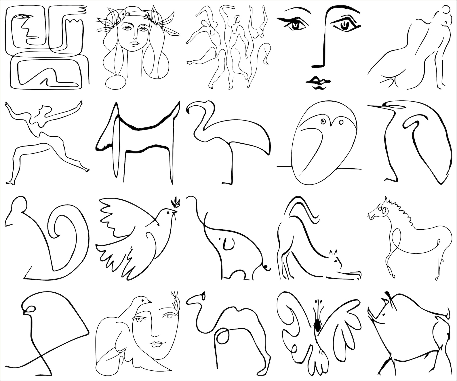 Picasso Line Art Bundle, 140 Files, Picasso Line Art Drawings ...