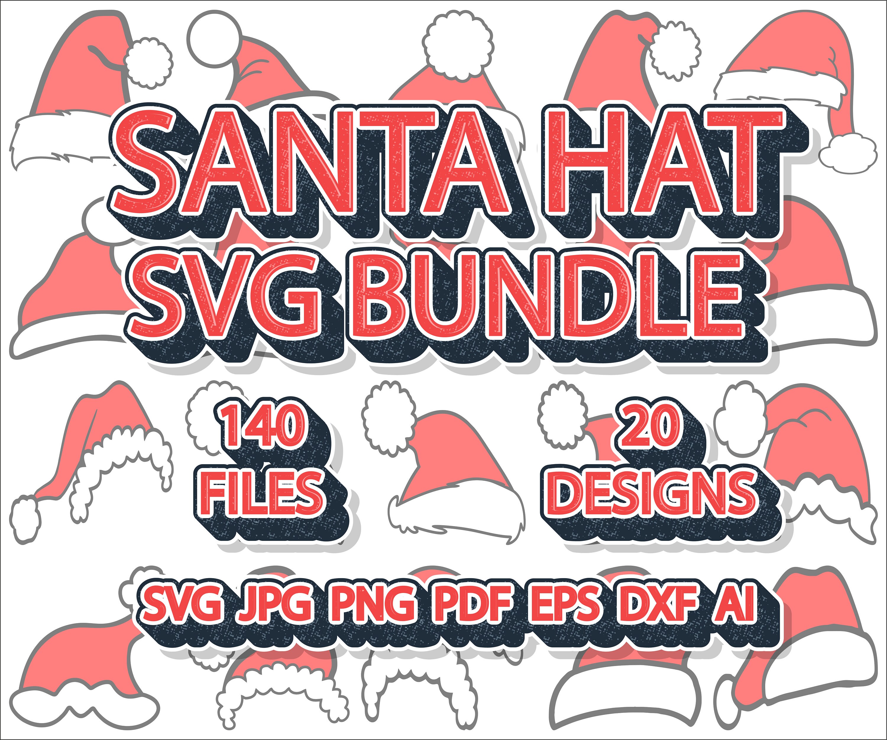 Santa Hat SVG Bundle, SVG Files for Cricut, Cut File, Instant Download ...