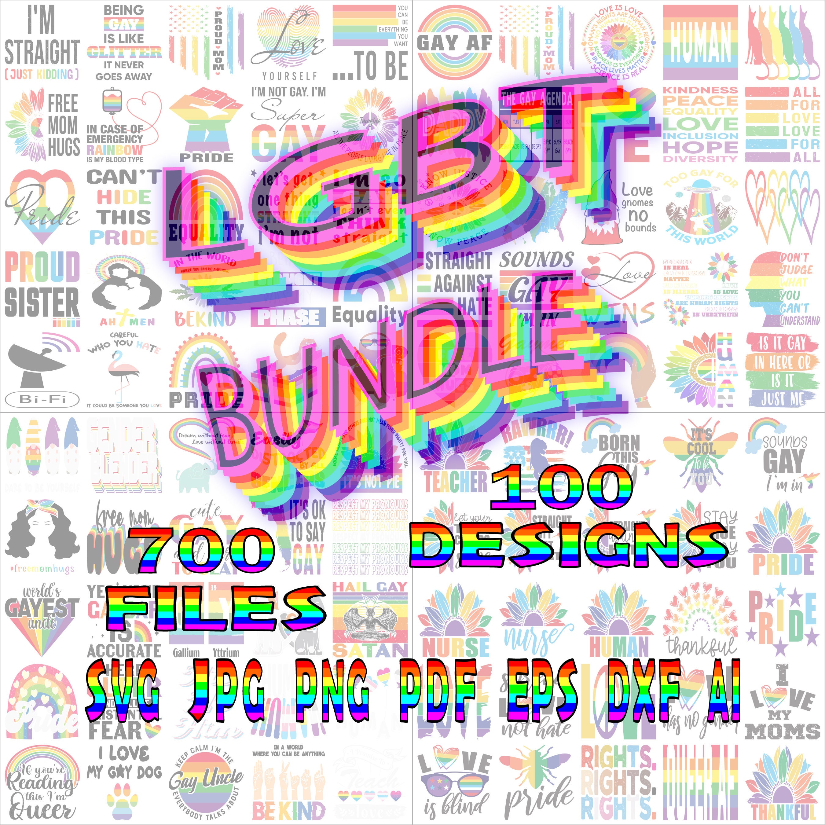 LGBT SVG Bundle, Instant Dowload, Svg Files for Cricut, 700 Files, LGBT ...