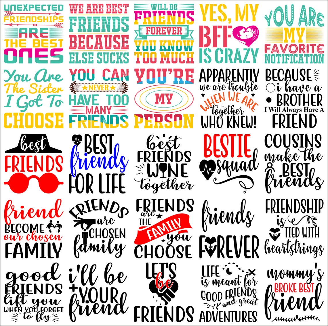 Friendship SVG Bundle, Friendship Quotes, Friendship Designs, SVG Files ...