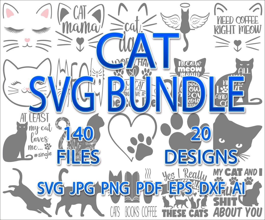 Cat SVG Bundle, SVG Files for Cricut, Cut File, Instant Download, Cat ...