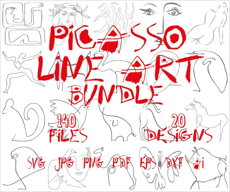 Picasso Line Art Bundle, 140 Files, Picasso Line Art Drawings ...