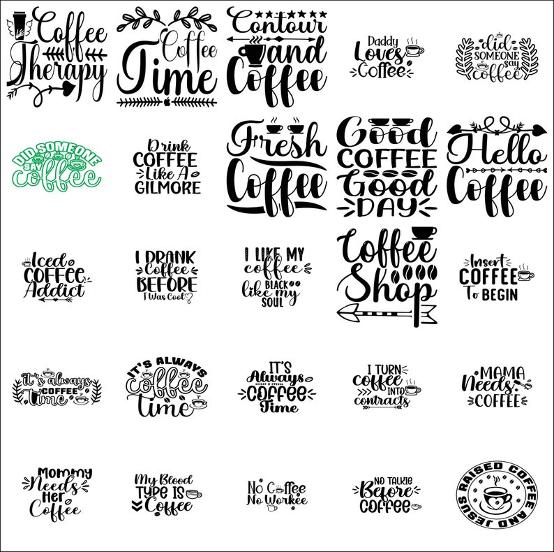 Coffee SVG Bundle Coffee Quotes Coffee Designs SVG Files - Etsy