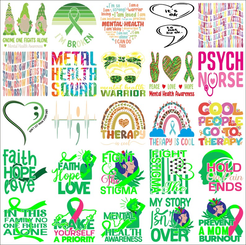 Mental Health SVG Bundle, Svg Files for Cricut, Mental Health Designs ...