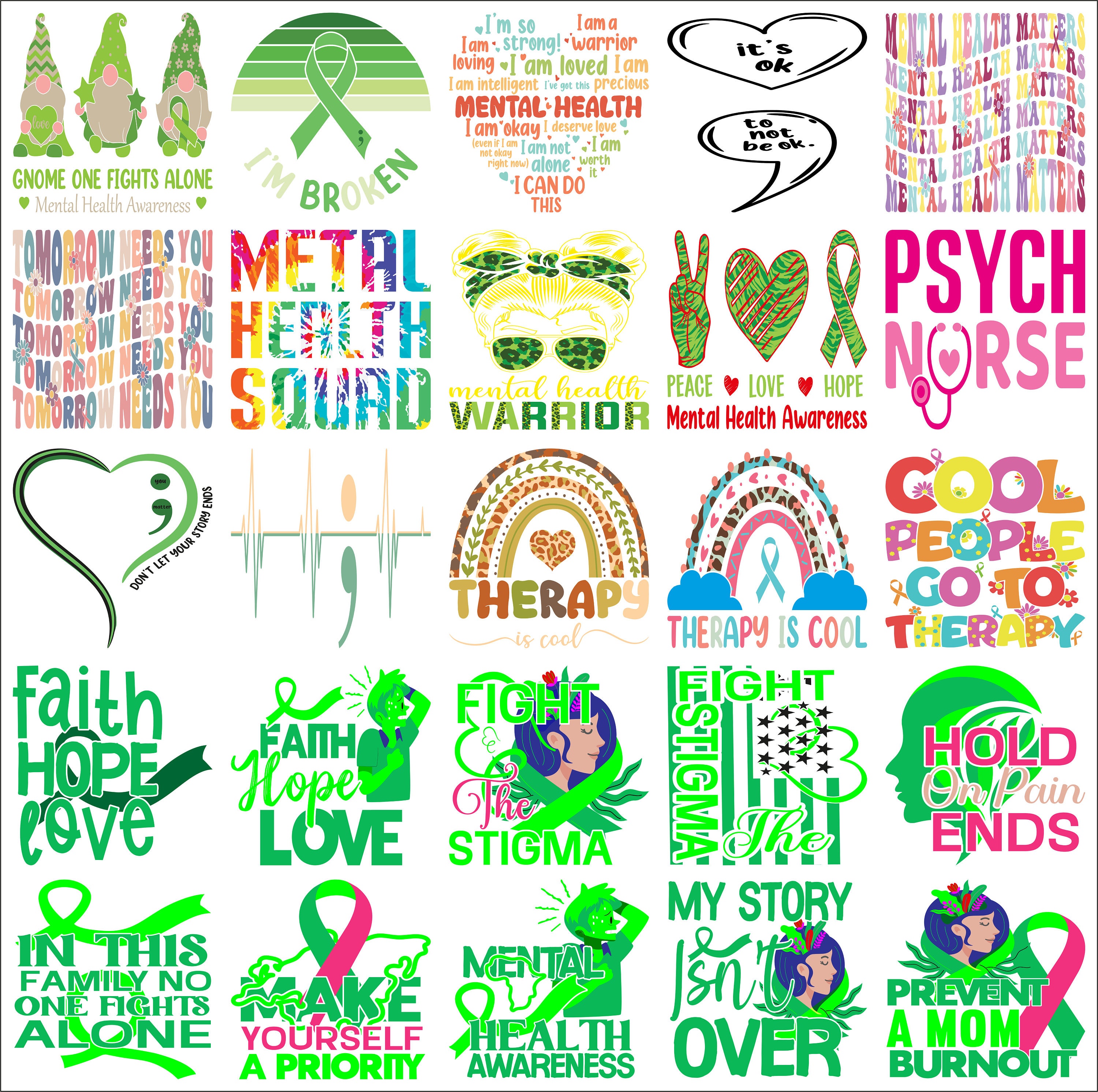 Mental Health SVG Bundle, Svg Files for Cricut, Mental Health Designs ...