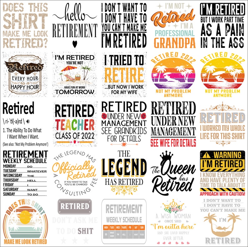 Retirement Bundle, Retirement Quotes, Retirement Designs, 700 Files ...