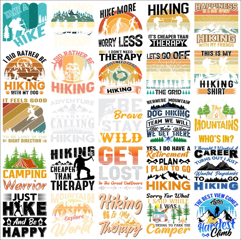 Hiking Bundle, 700 Files, Svg, Png, Jpg, Pdf, Dxf, Eps, Ai Formats ...