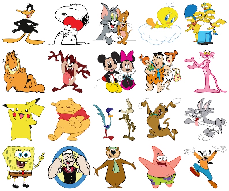 Cartoon Characters SVG Bundle, SVG Files for Cricut, Digital Download ...