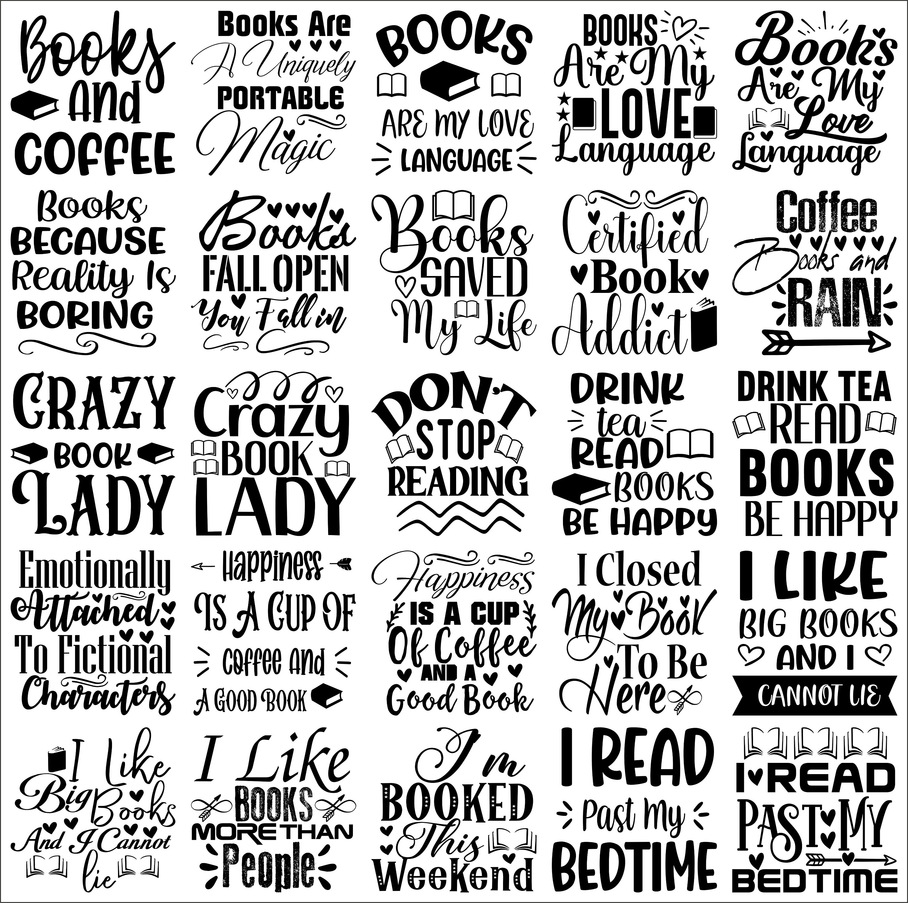 Reading Book SVG Bundle, SVG Files for Cricut, Cricut Cutting Files ...