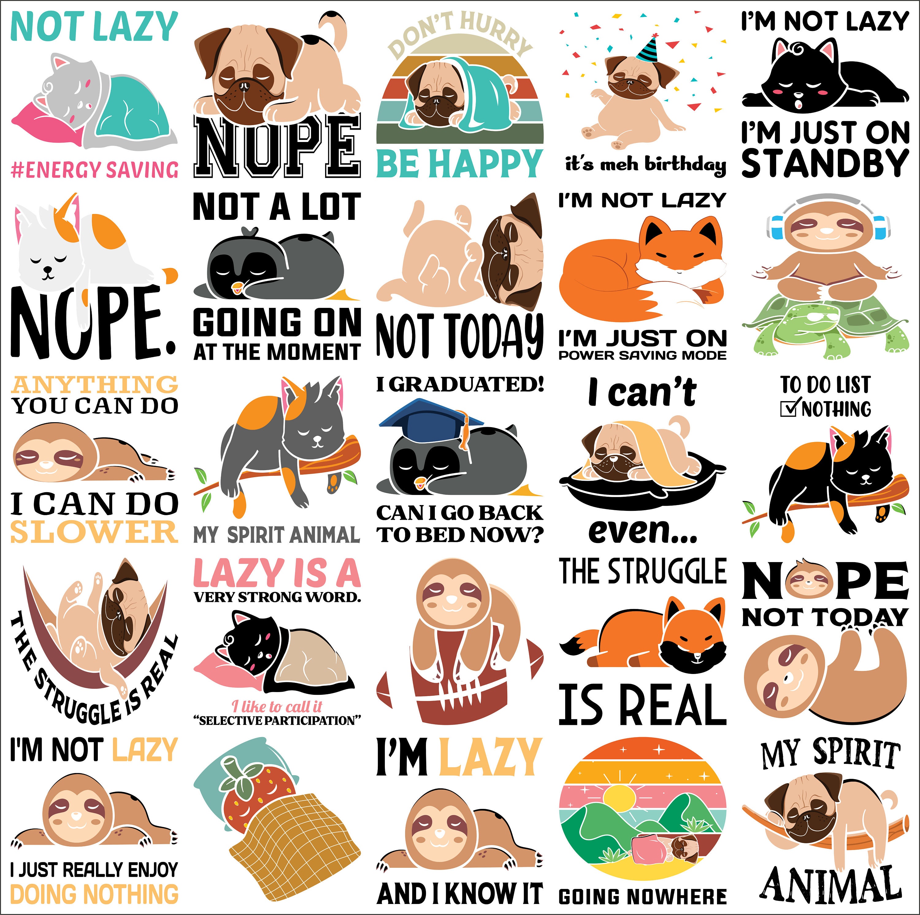 Lazy Bundle, Svg, Png, Jpg, Pdf, Dxf, Eps Ai Formats, Lazy Designs ...