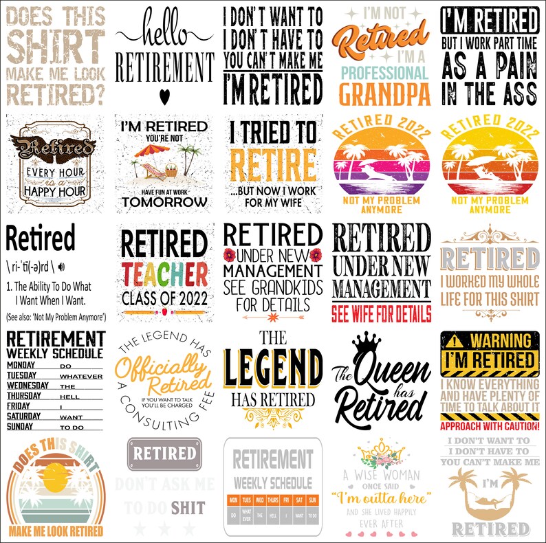 Retirement Bundle Retirement Quotes Retirement Designs 700 - Etsy