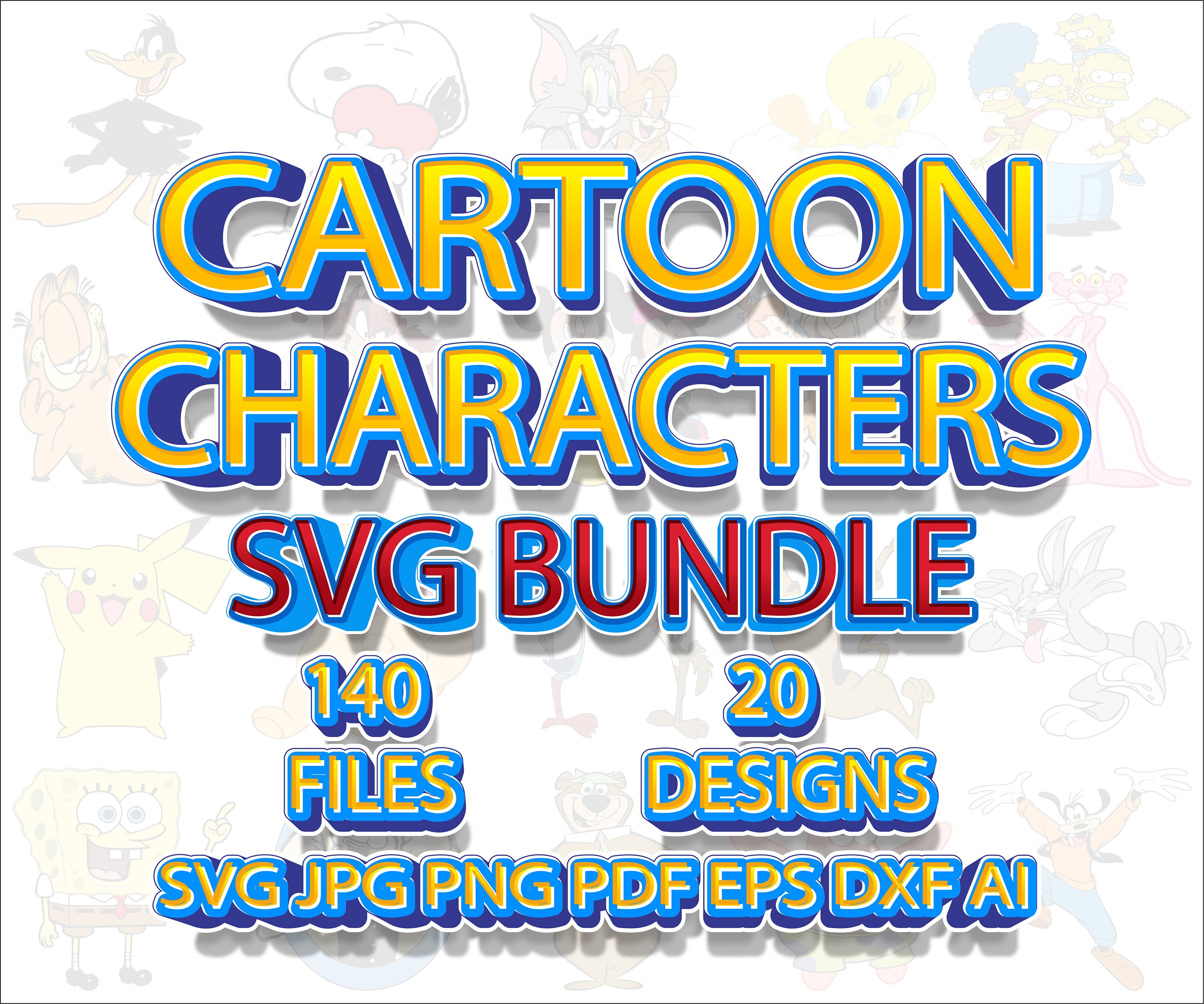 Cartoon Characters SVG Bundle SVG Files for Cricut Digital - Etsy Australia