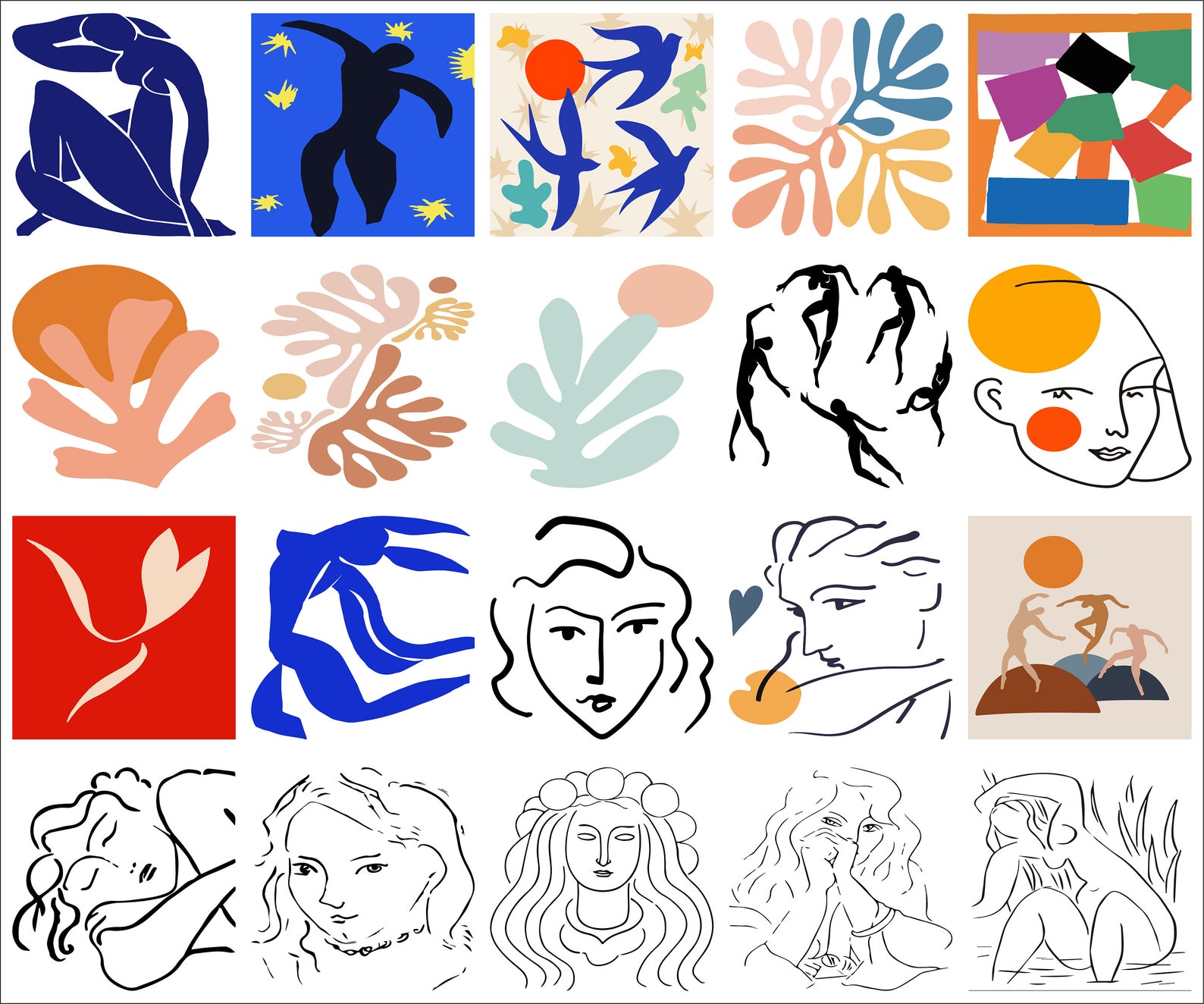 Henri Matisse Bundle, Henri Matisse Paintings, Printable, Line Art, 140 ...