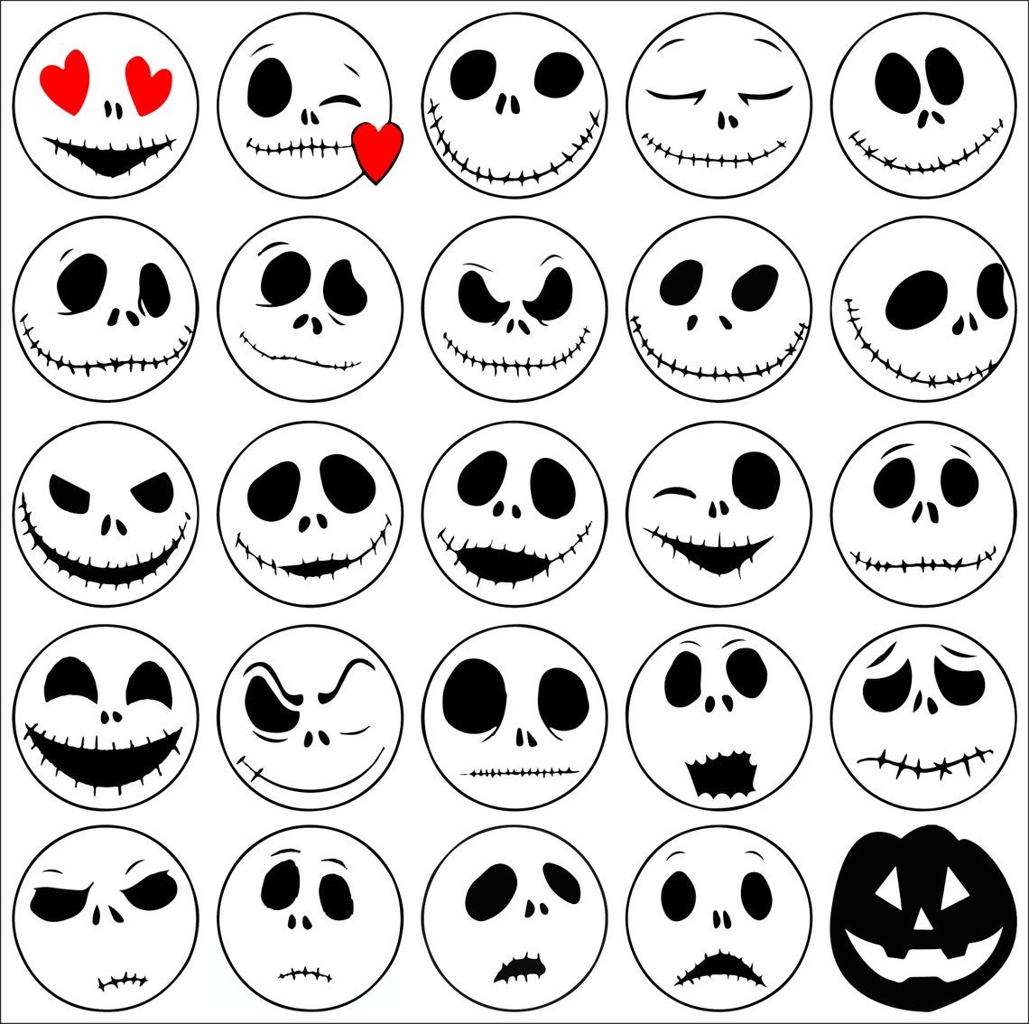 Jack Skellington SVG Bundle, Jack Skellington Designs, SVG Files for ...