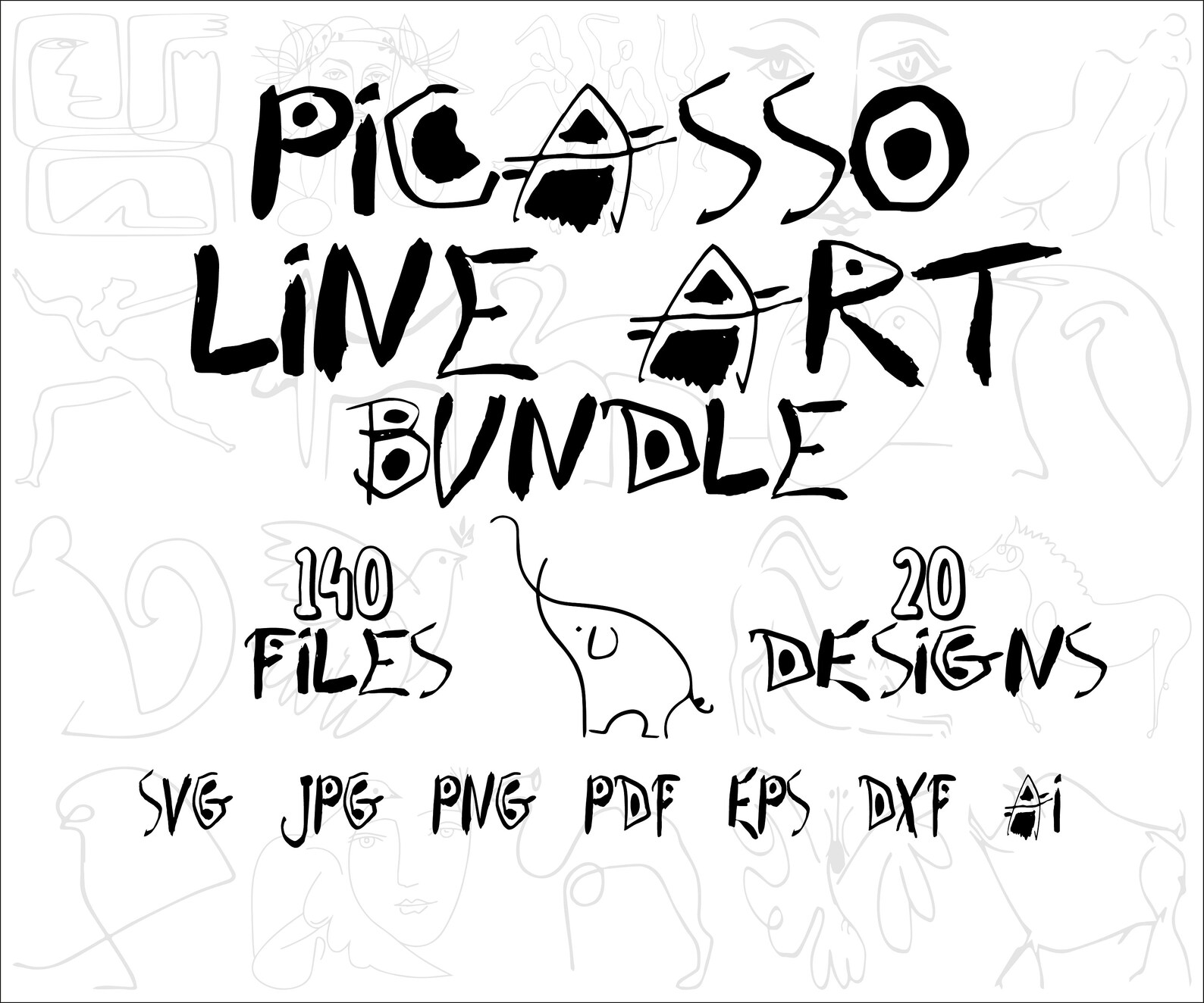 Picasso Line Art Bundle 140 Files Picasso Line Art Drawings - Etsy
