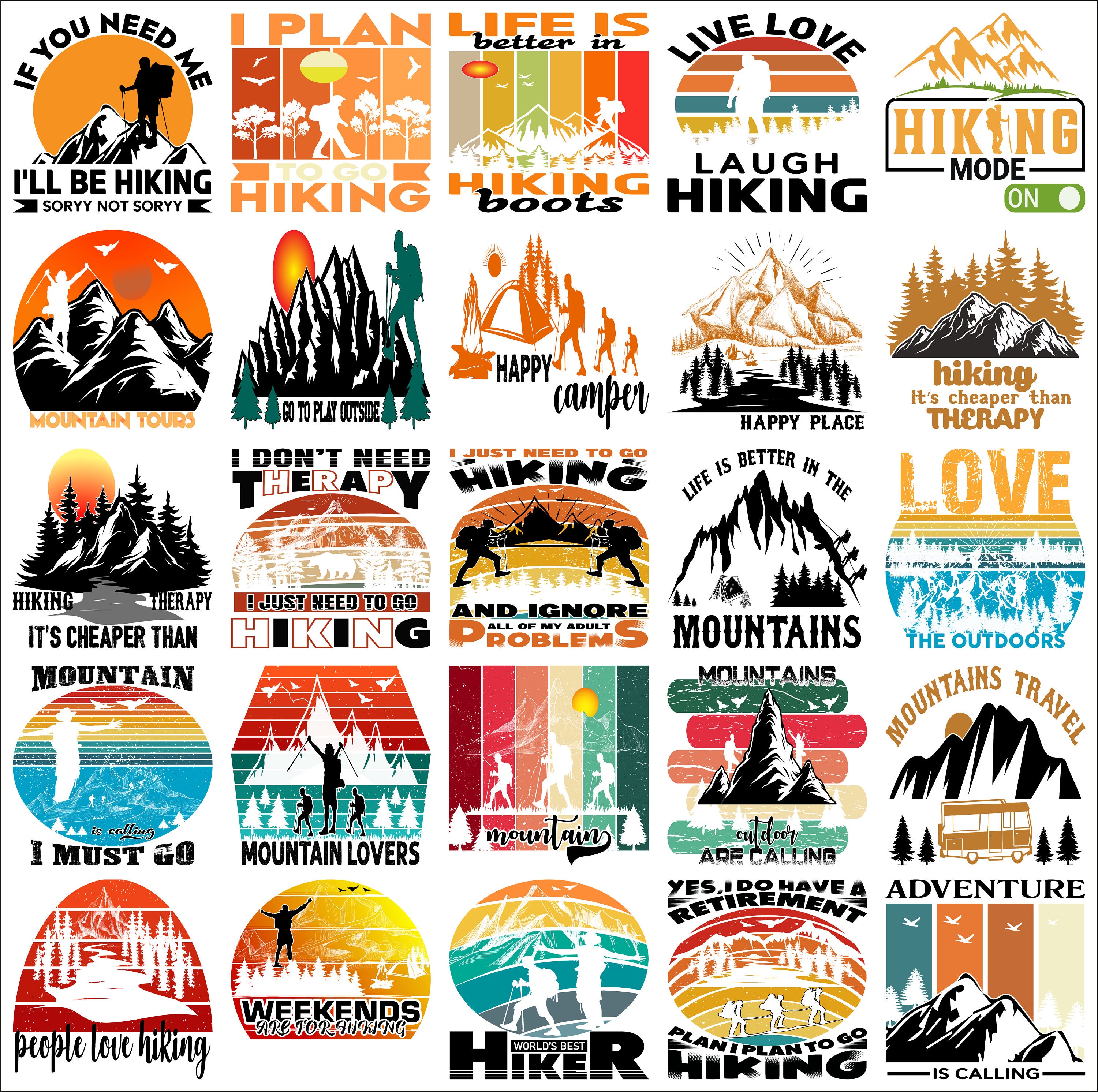 Hiking Bundle, 700 Files, Svg, Png, Jpg, Pdf, Dxf, Eps, Ai Formats ...