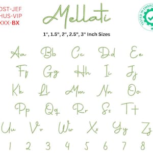 10 Embroidery Script Font Bundle, Alphabet Embroidery Pattern, 5 Size ...