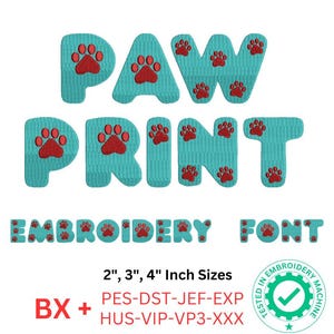 Dog Paw Print Alphabet Embroidery Font, Machine Embroidery Design for ...
