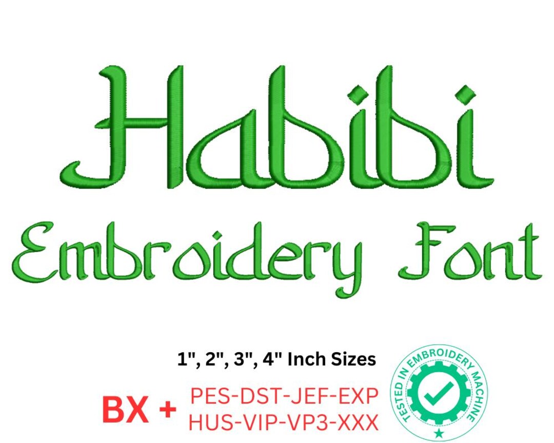 Elegant Habibi Script Embroidery Font – BX Format - Elegant and Flowing ...