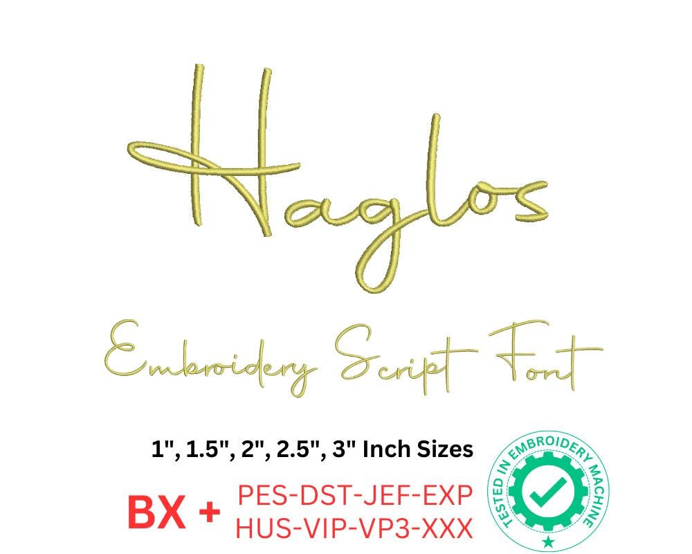 Haglos Script Font, Machine Embroidery Design, Haglos Script Bx Font, Monogram Alphabet ...