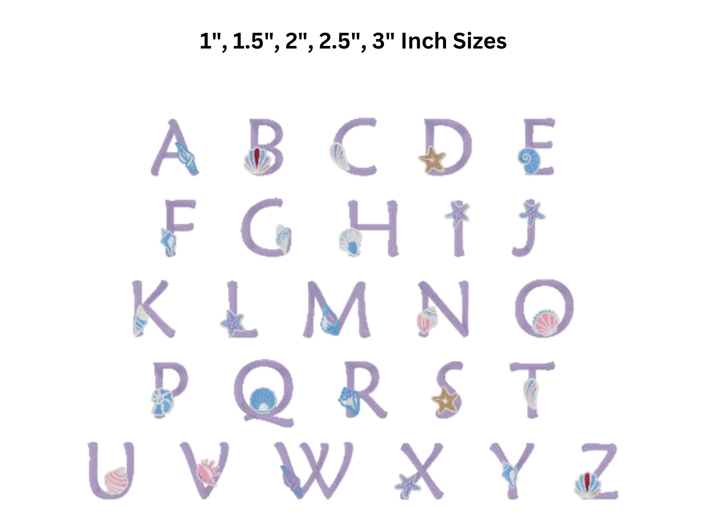 Seashell Alphabet Embroidery Font | A–Z Letters & 0–9 Numbers | Beach ...