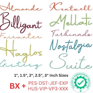 10 Embroidery Script Font Bundle, Alphabet Embroidery Pattern, 5 Size ...