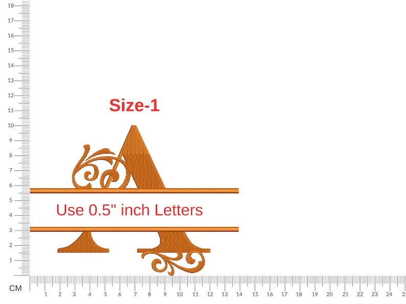 Flourish Split Monogram Embroidery Font | Elegant A-Z Letters With Swirl Details | 3 Sizes - Etsy