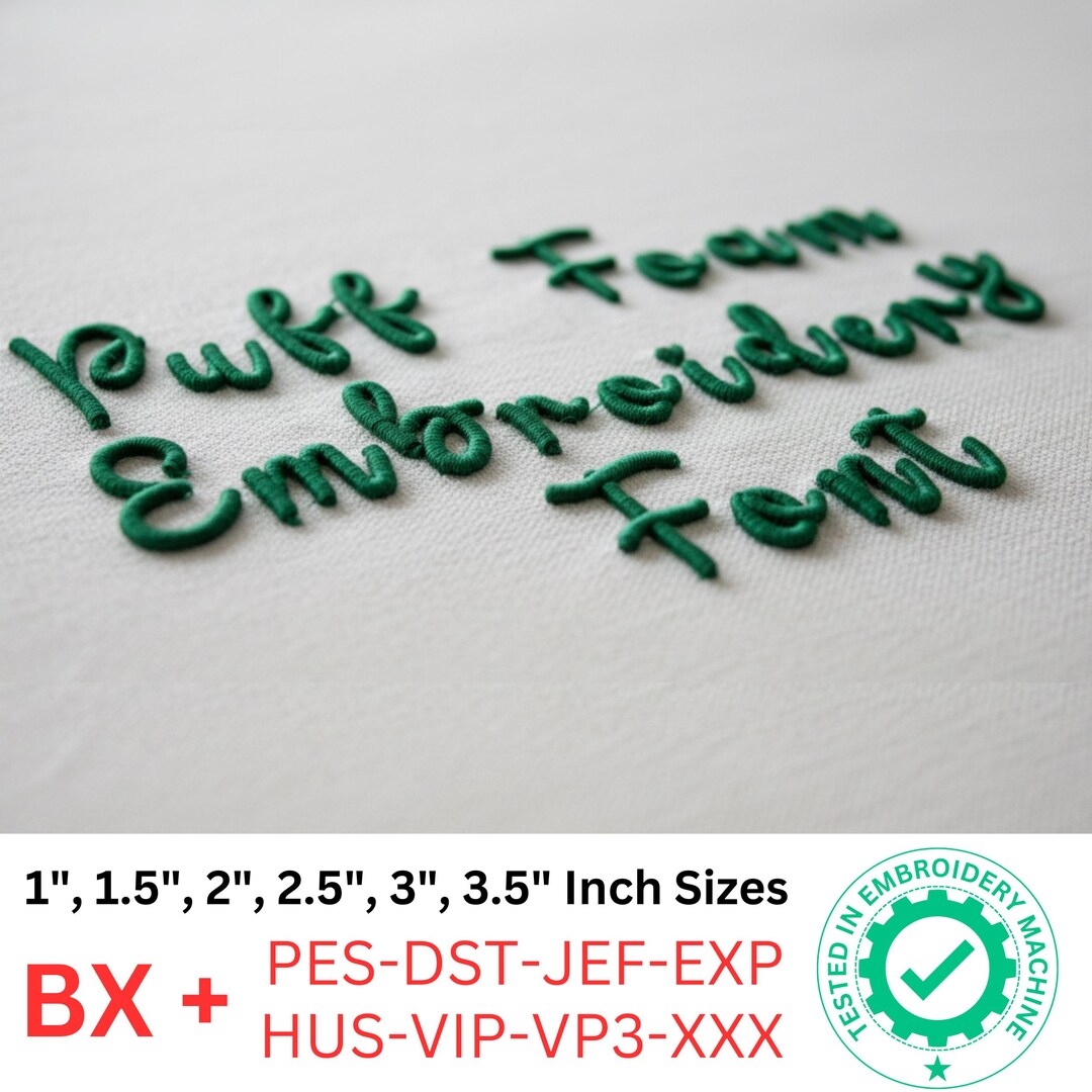 Soft Twirl Puff Machine Embroidery Design Font, 3D Puffy Alphabet Satin ...