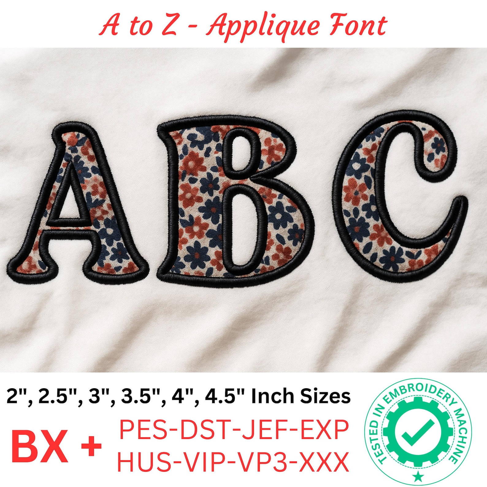 Slab Applique Embroidery Font A to Z | Varsity Machine Embroidery ...