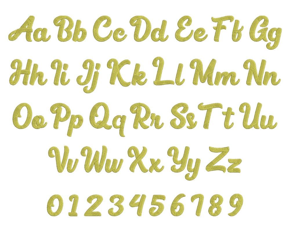 Grunge Embroidery Font - Uppercase, Lowercase, Numbers | 1", 2", 3 ...