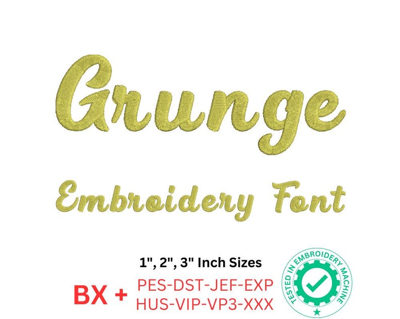 Grunge Embroidery Font - Uppercase, Lowercase, Numbers | 1", 2", 3 ...