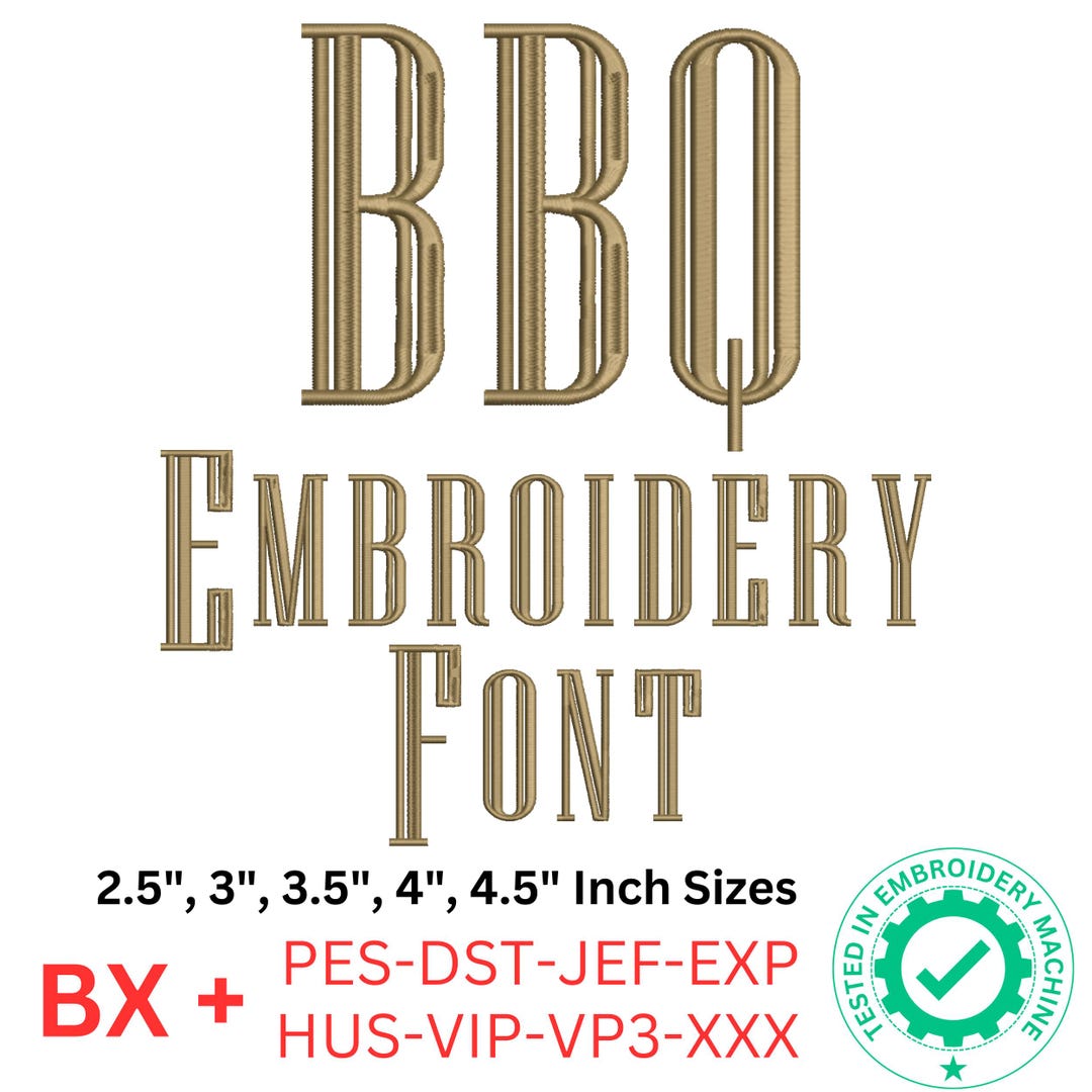 BBQ Embroidery Font, Machine Embroidery Font BX Included | Digital ...