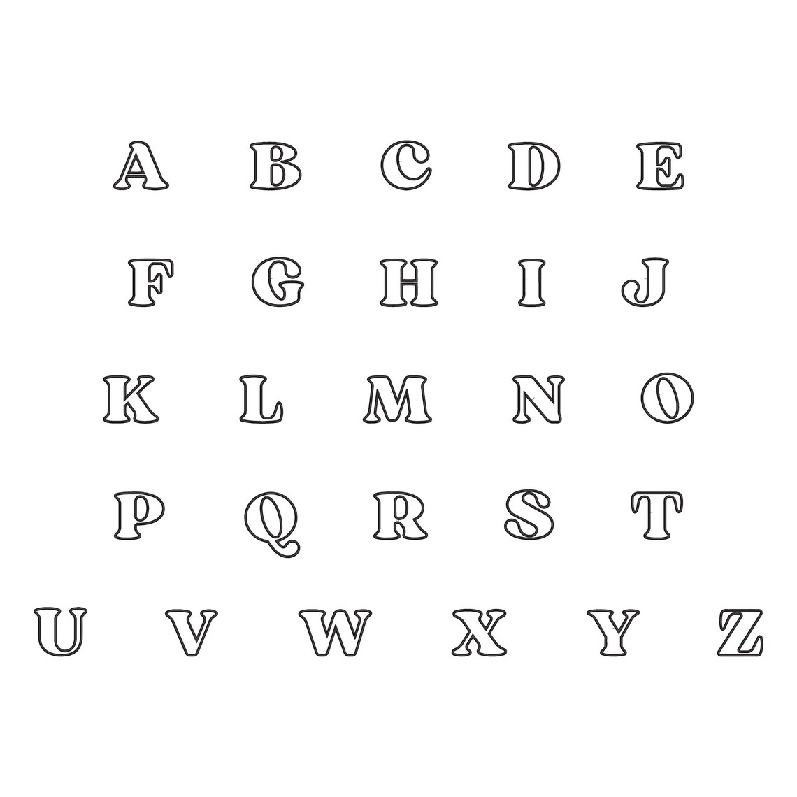 Slab Applique Embroidery Font A to Z | Varsity Machine Embroidery ...
