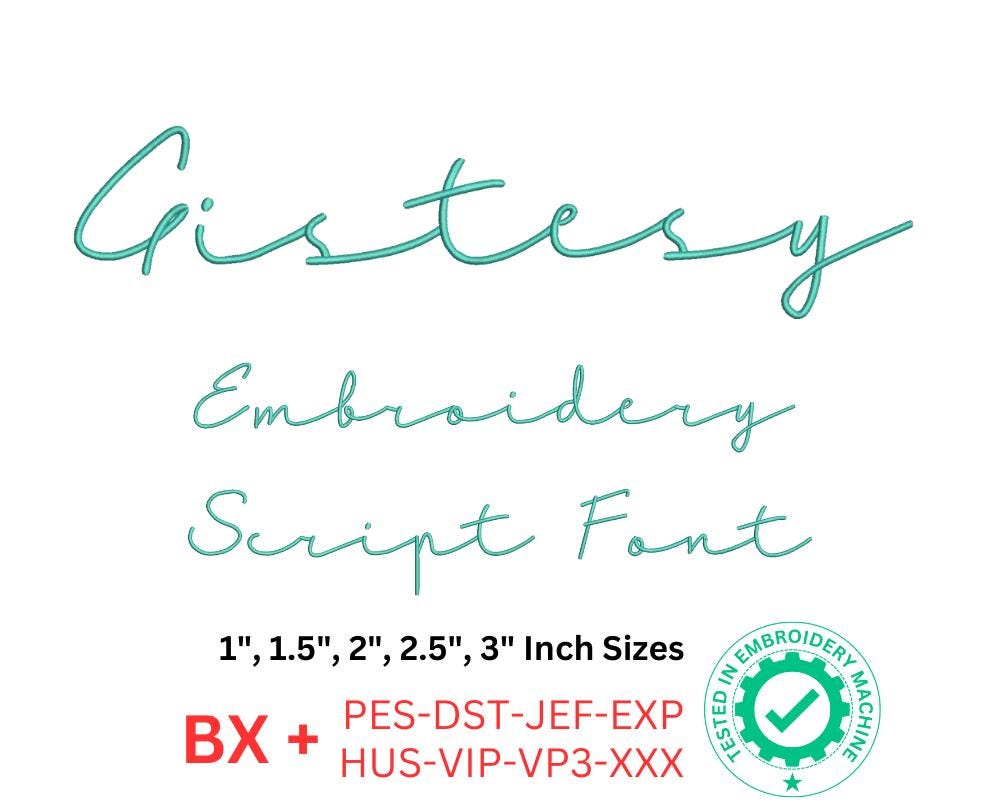 Gistesy Script Font, Machine Embroidery Design, Gistesy Script Bx Font ...