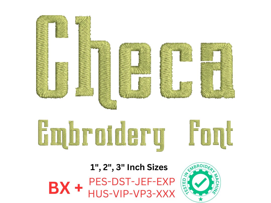 Checa Embroidery Font - Bold and Modern Block Letter Alphabet for ...