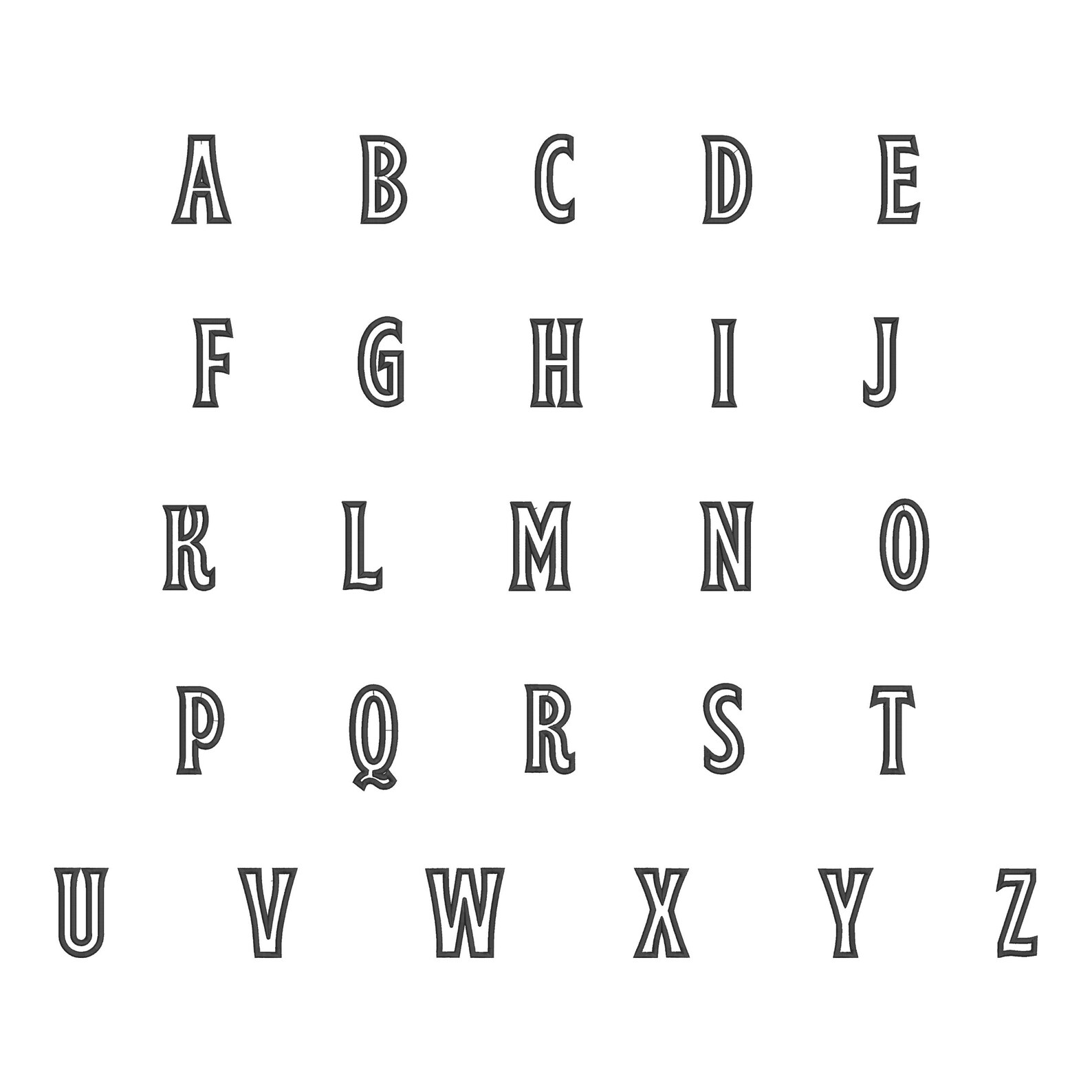 Narrow Block Applique Embroidery Font | Tall Alphabet Letters | 6 Sizes ...