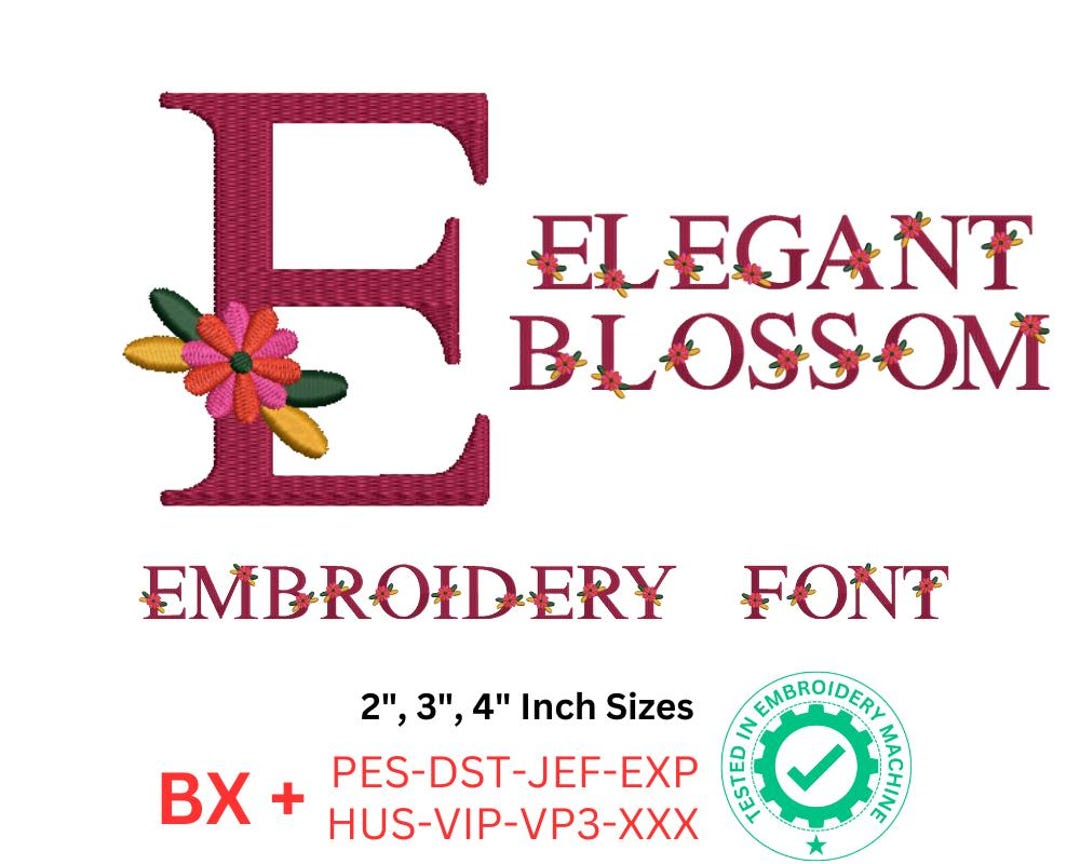 Elegant Blossom Embroidery Font, Blossom Floral Embroidery Letters ...