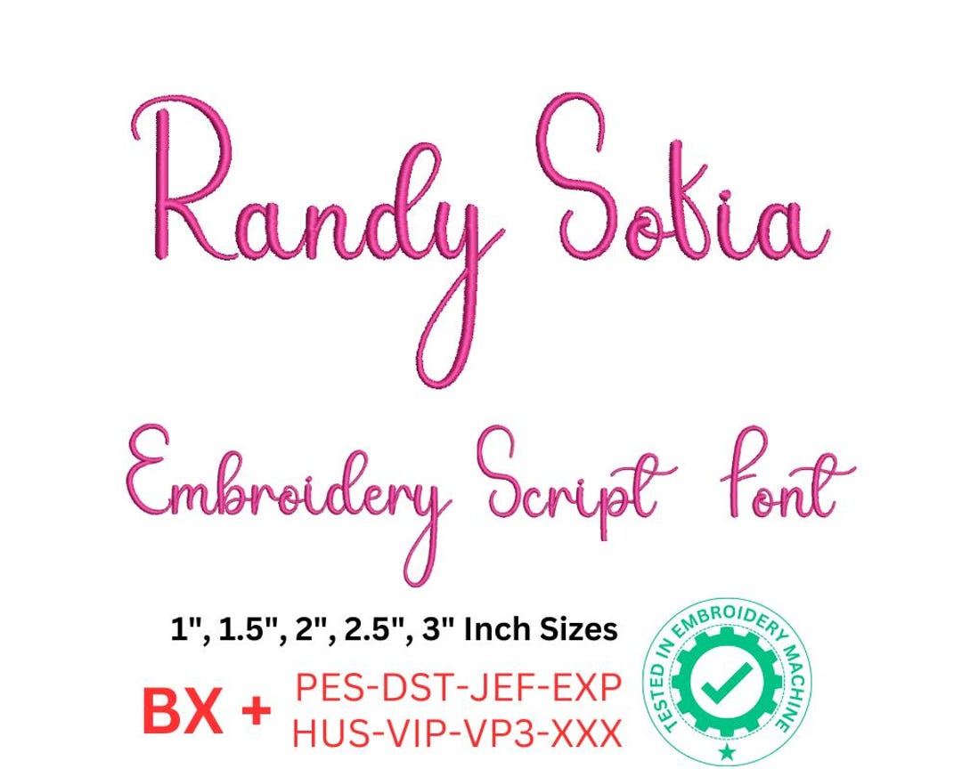 Randy Sofia Script Embroidery Font, Romantic & Timeless Embroidery ...