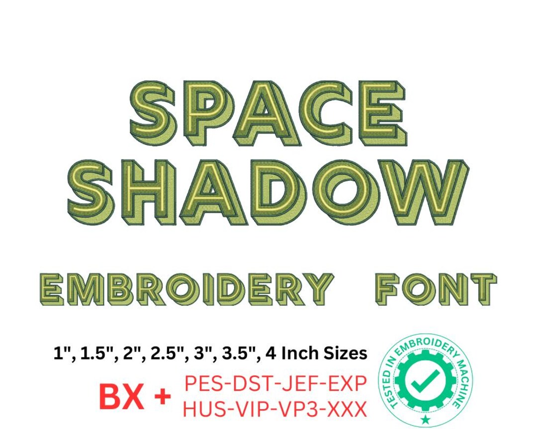 Space Shadow Embroidery Font - 3D Effect Font - Shadow Embroidery ...