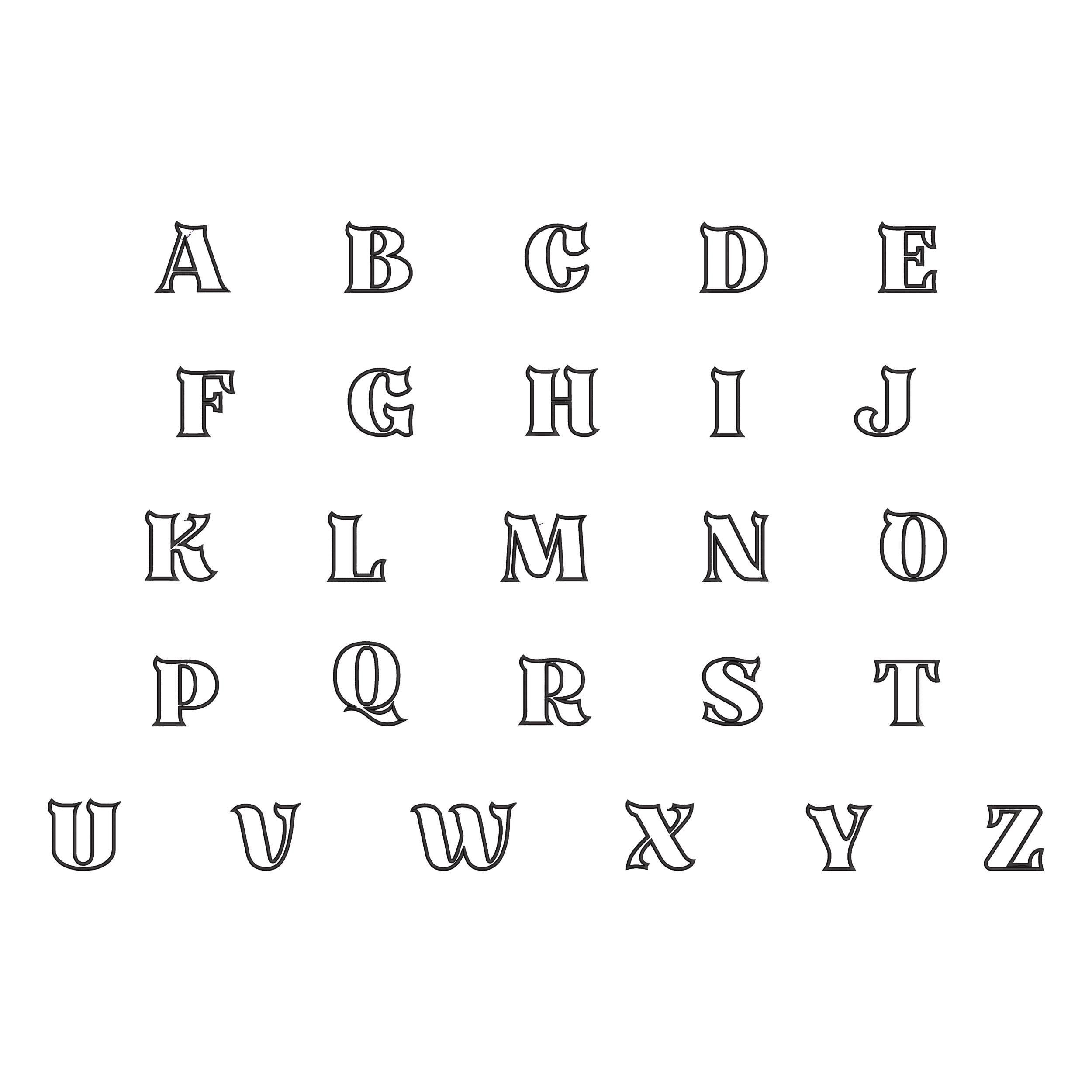 Decorative Serif Applique Embroidery Font A to Z | Fancy Machine ...