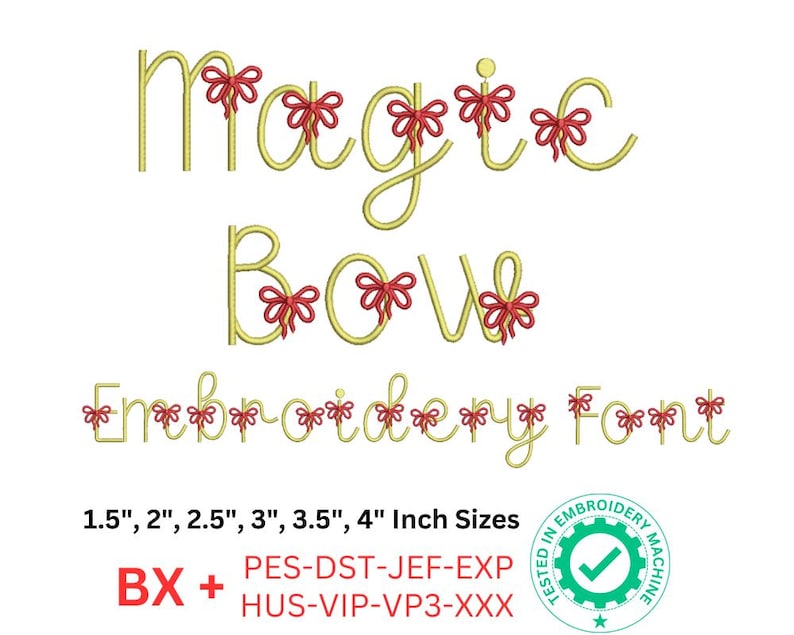 Magic Bow Embroidery Font – Whimsical Script Machine Embroidery ...