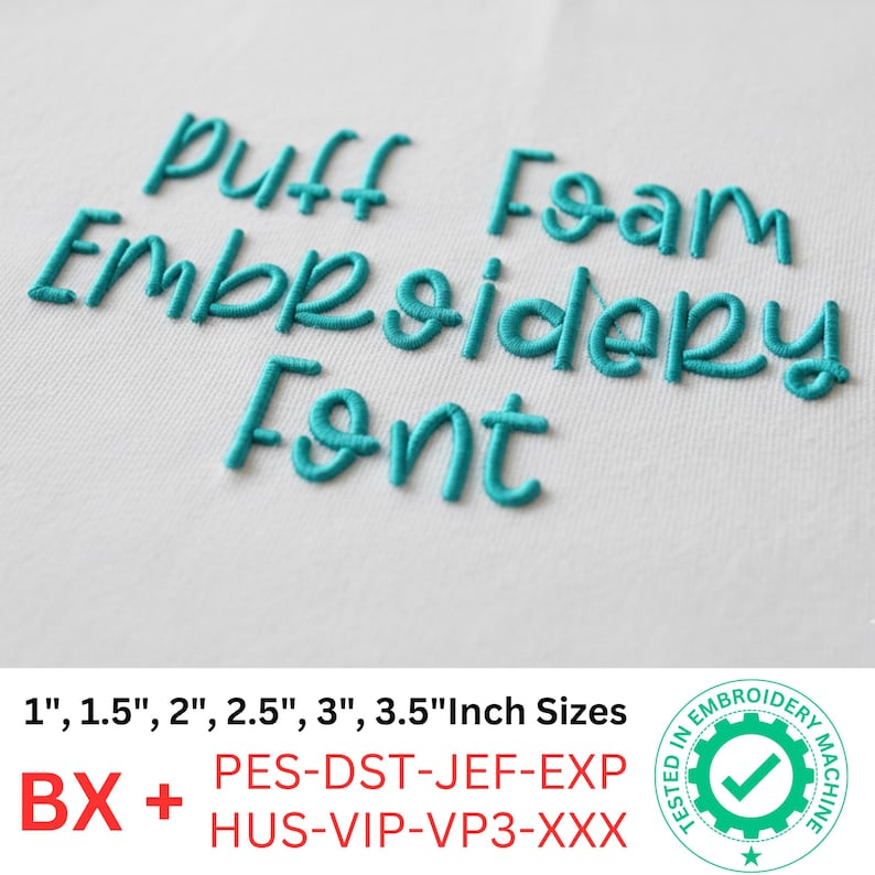 Loop Line Puff Foam Embroidery Font – 3D Puffy Embroidery Alphabet - BX ...