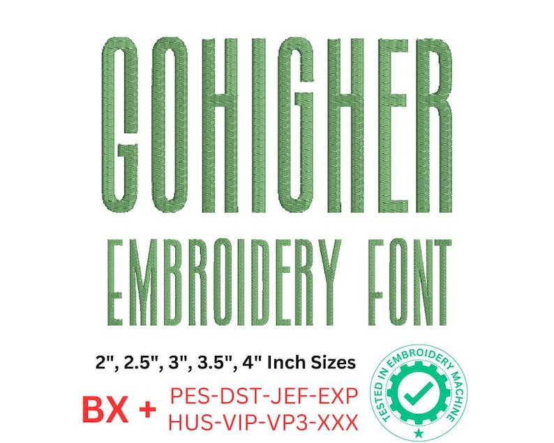 Bold Go Higher Embroidery Font - Tall and Impactful Block Letter ...