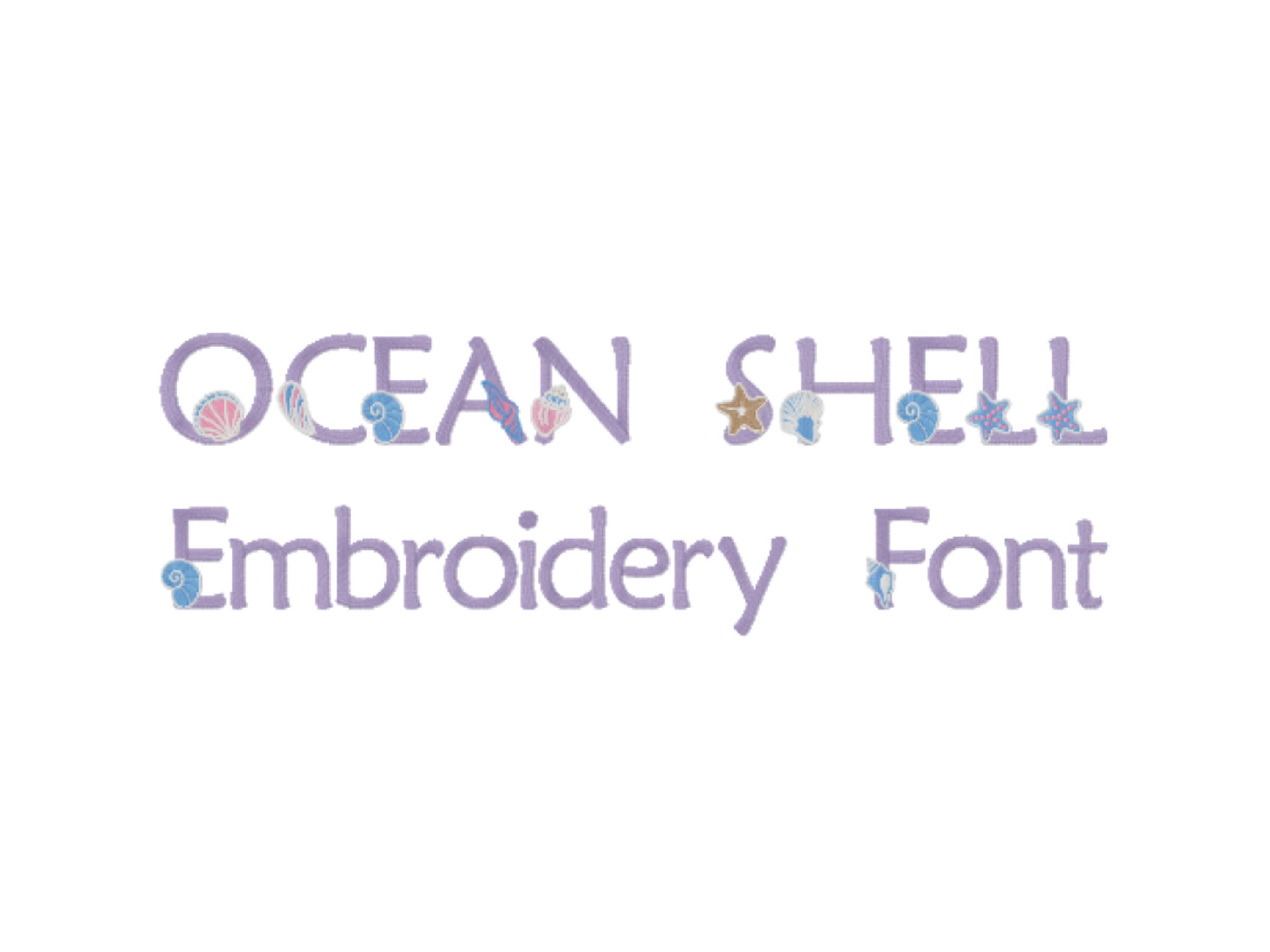 Seashell Alphabet Embroidery Font | A–Z Letters & 0–9 Numbers | Beach ...