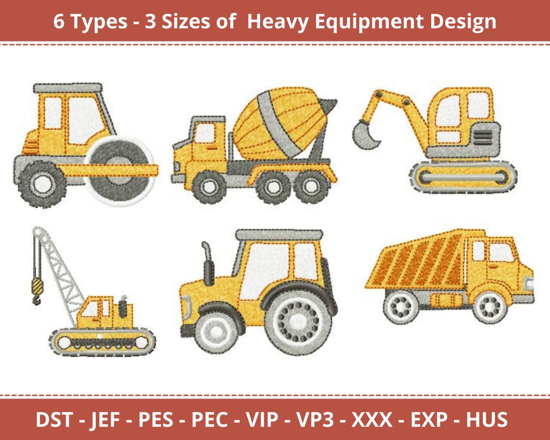 JCB Crain Truck Mixer Machine Embroidery Designs Heavy - Etsy