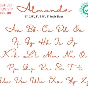 10 Embroidery Script Font Bundle, Alphabet Embroidery Pattern, 5 Size ...