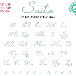10 Embroidery Script Font Bundle, Alphabet Embroidery Pattern, 5 Size ...