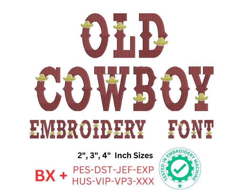 Old Cowboy Embroidery Font – Western Style Machine Embroidery Alphabet ...